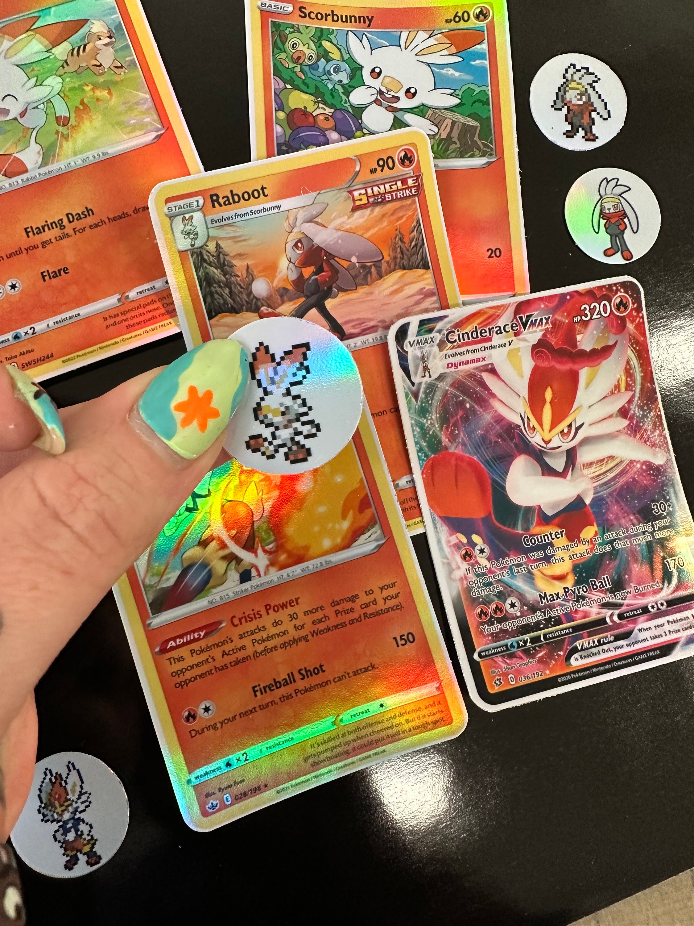 Scorbunny Evolution Pokemon Card & Sprite Sticker Set 11 Stickers ...