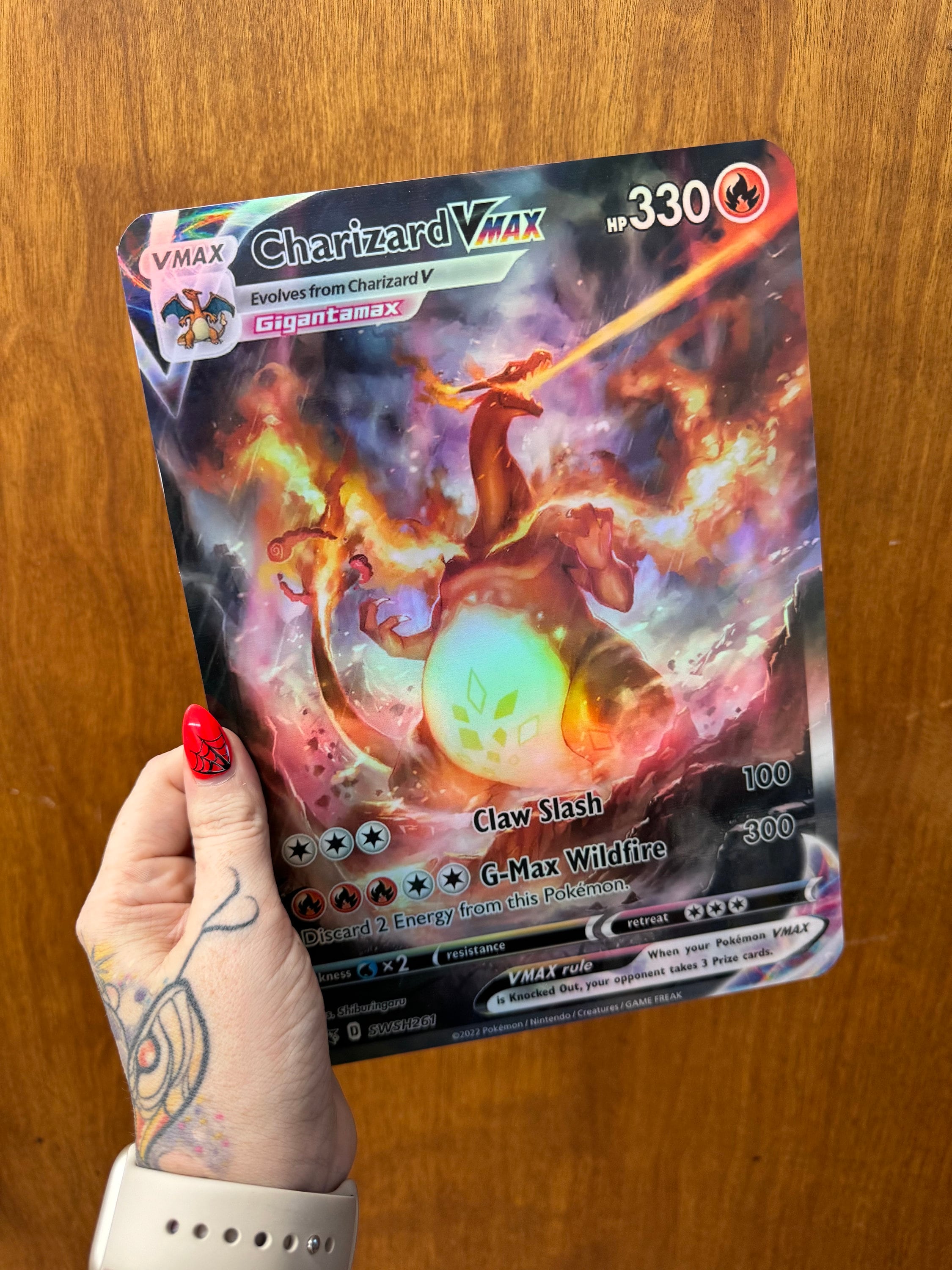 Giant Charizard Gigantamax Metal Holo Pokemon Cards, Kids Playing Cards ...