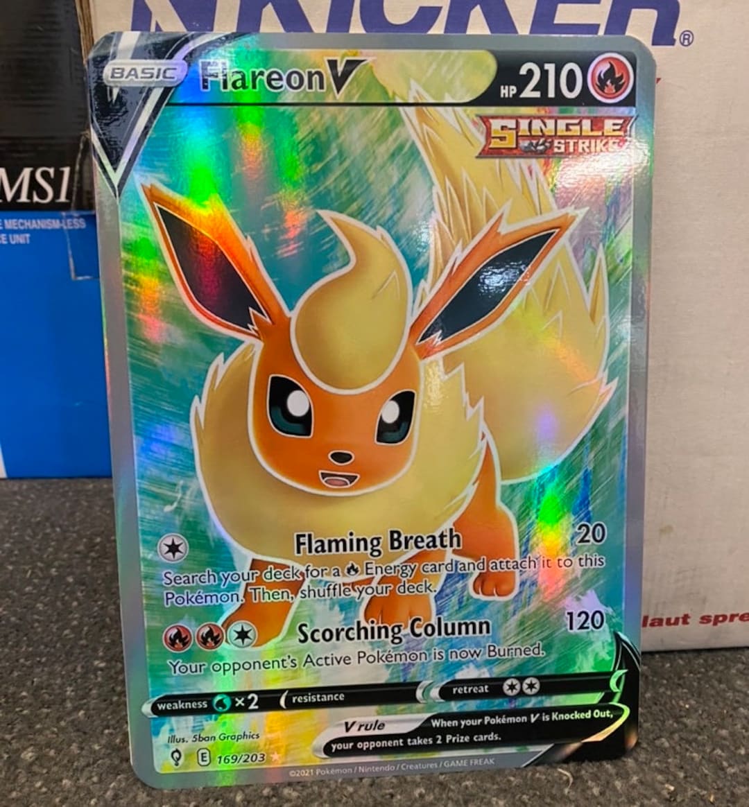 Giant Flareon Metal Holo Pokémon Card, Holographic Trading Card Game ...