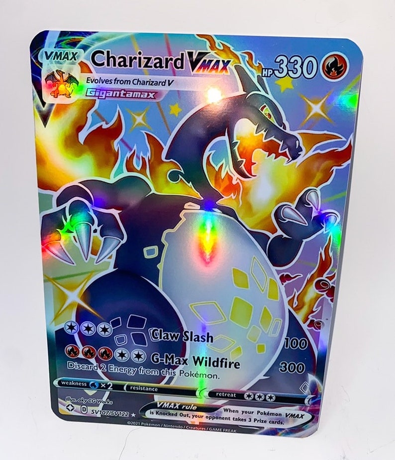 Giant Gigantamax Charizard Vmax Metal Holo Pokémon Card - Etsy