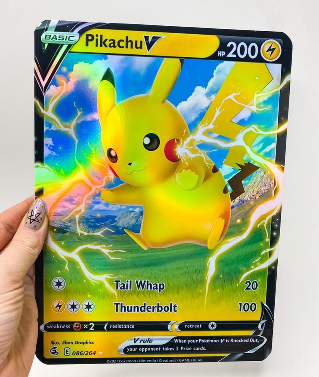 Giant Pikachu Metal Holo Pokémon Card, Pokémon Holographic Card ...