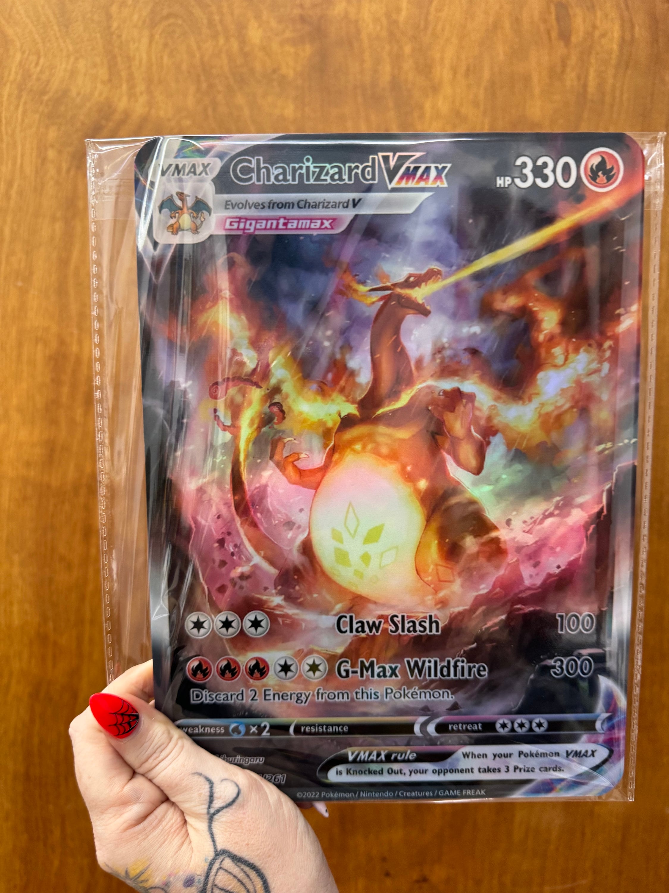 Giant Charizard Gigantamax Metal Holo Pokemon Cards, Kids Playing Cards ...