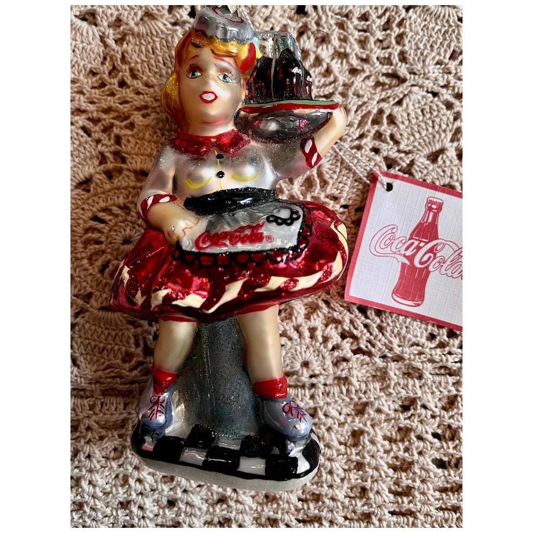 Vintage Coca-cola Waitress Christmas Ornament 1998 Blown Glass ...