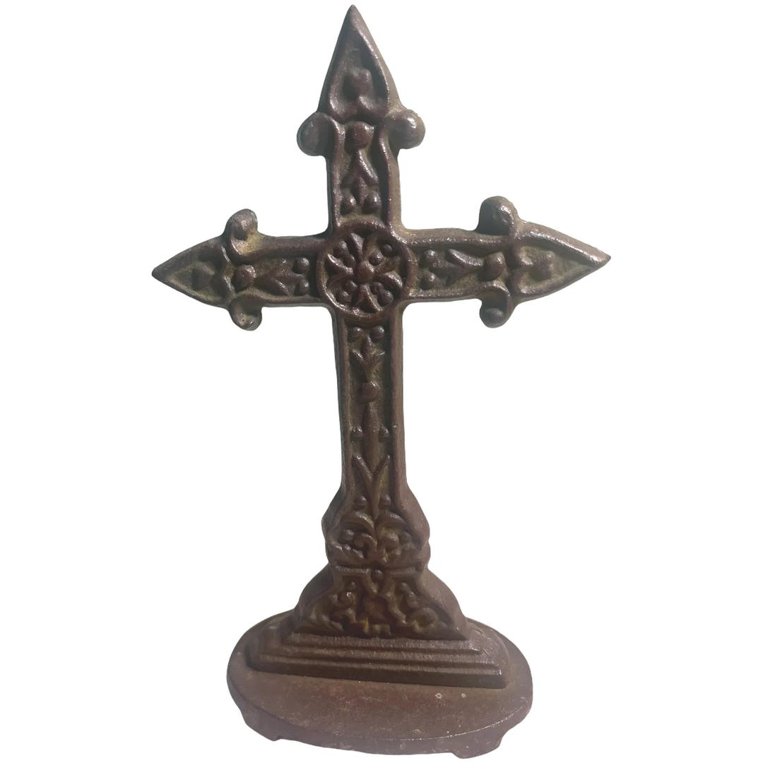 Vintage Cast Metal Christian Cross With Fleur-de-lys Design – 6.75" on ...