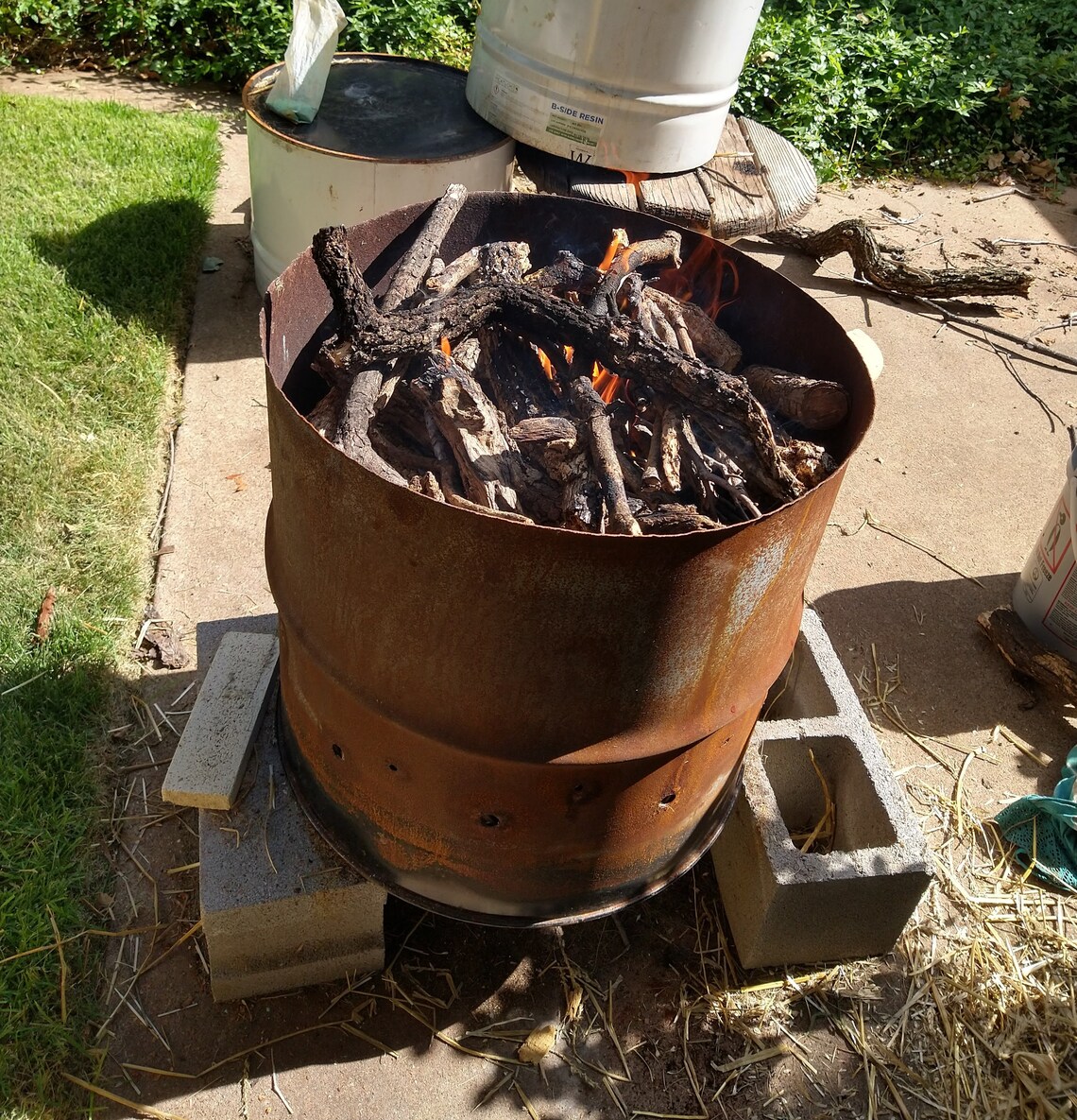 Barrel Fired Lidded Jar, Pit Fired Stoneware Jar, Primitive Fired Clay ...