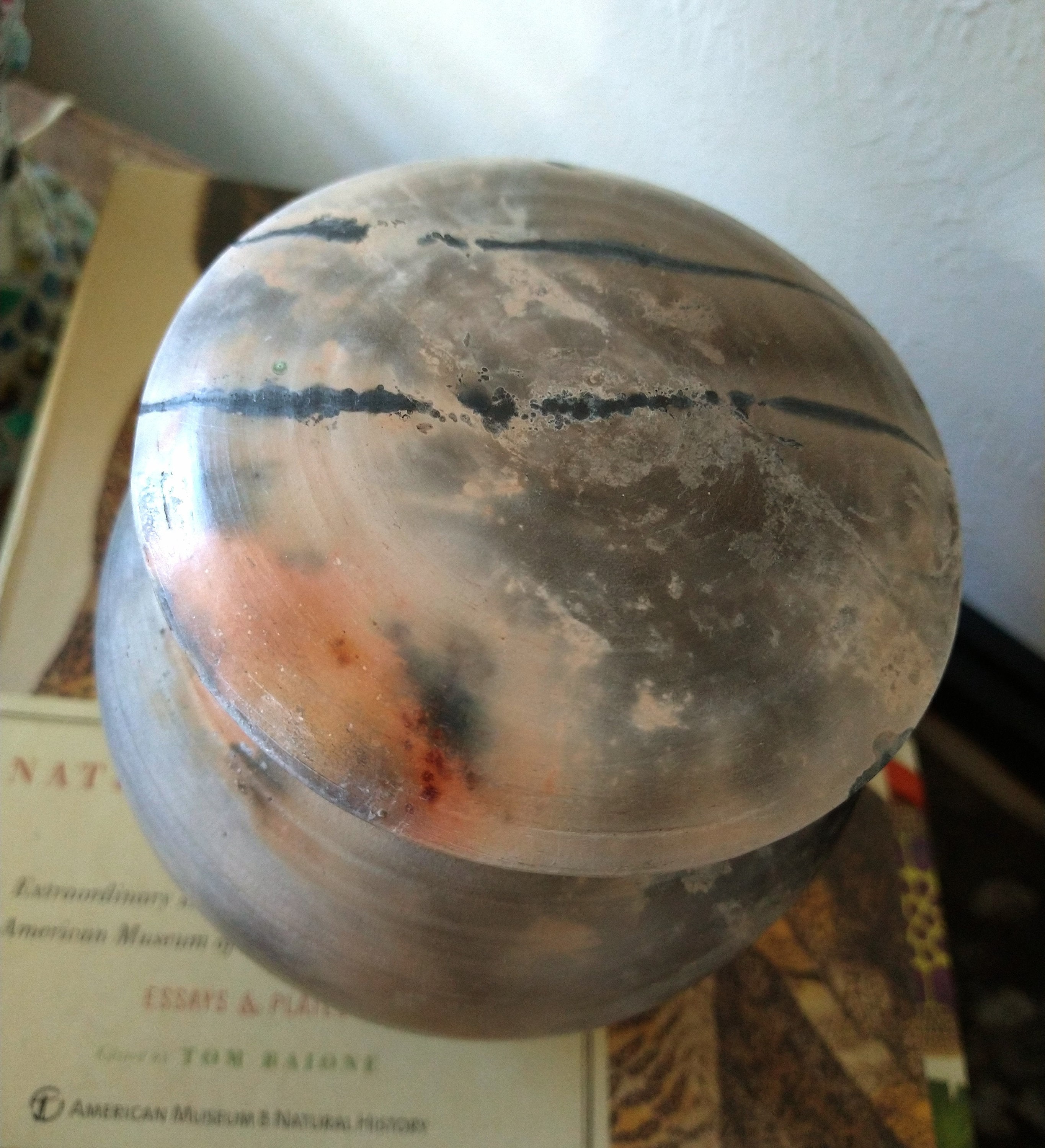 Barrel Fired Lidded Jar, Pit Fired Stoneware Jar, Primitive Fired Clay ...