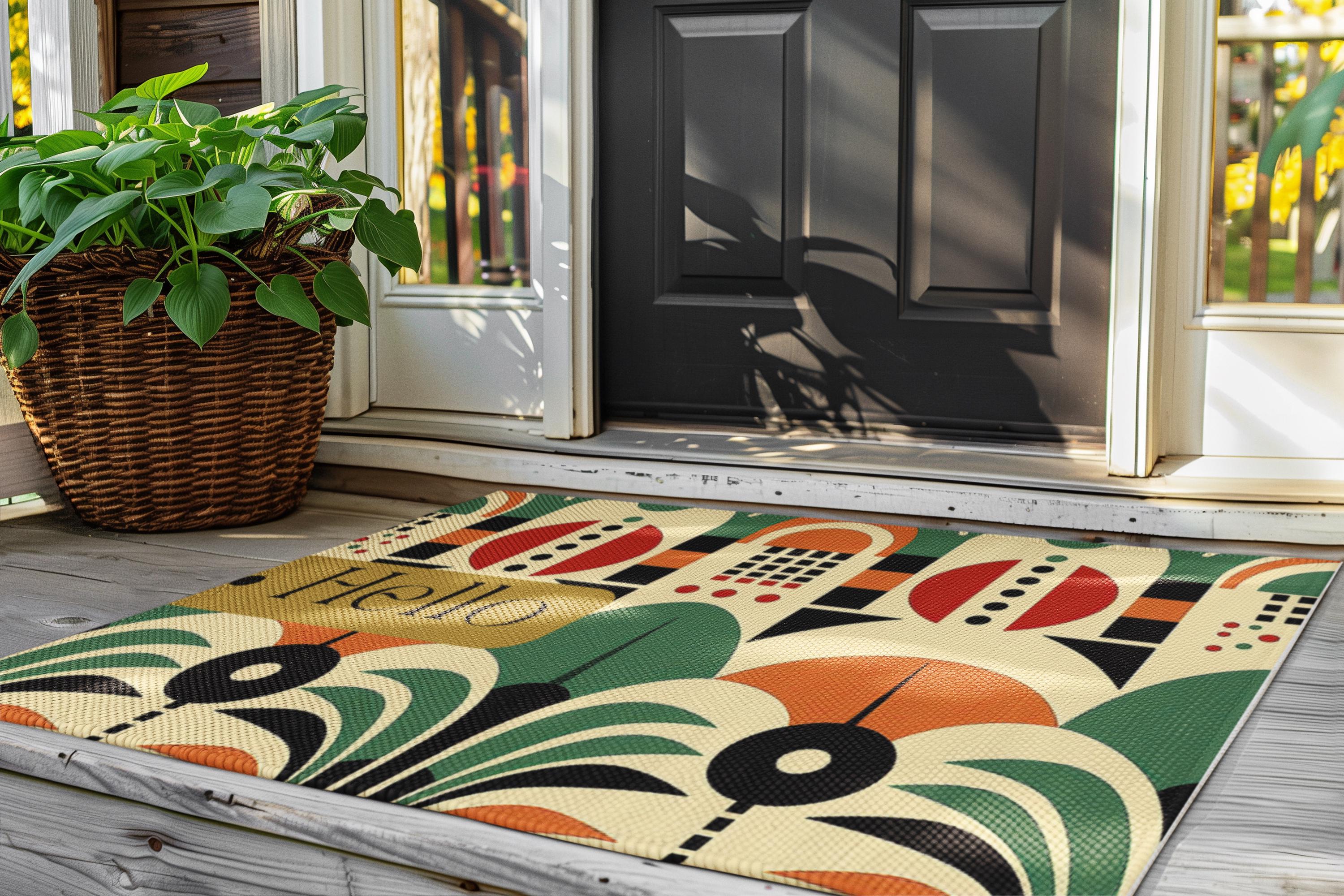 Art Deco Doormat, Modern Welcome Mat, Designer Hallway Carpet, Elegant ...