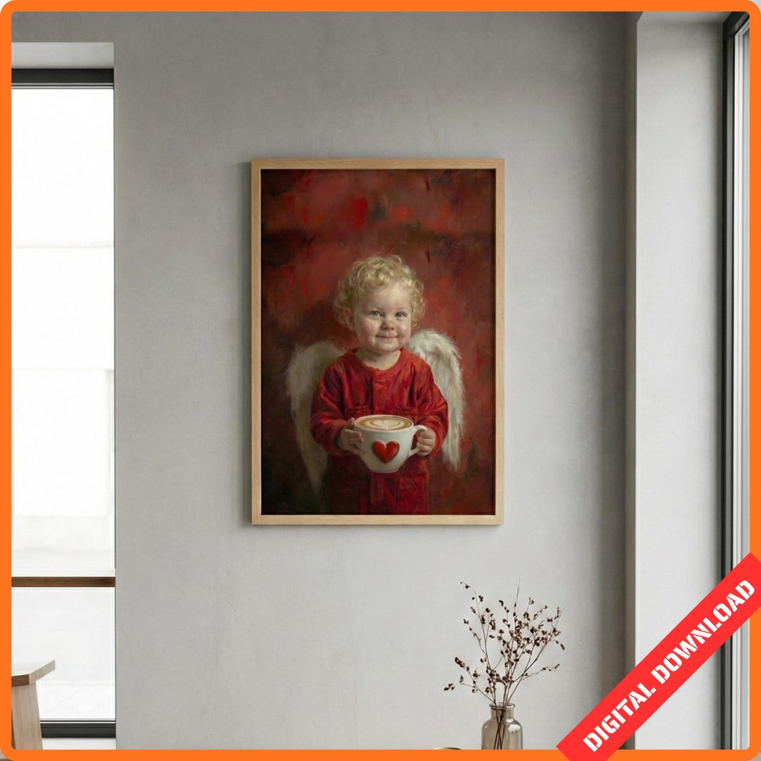 Coffee Cupid Art Print, Valentine's Day Angel (digital Download) - Etsy