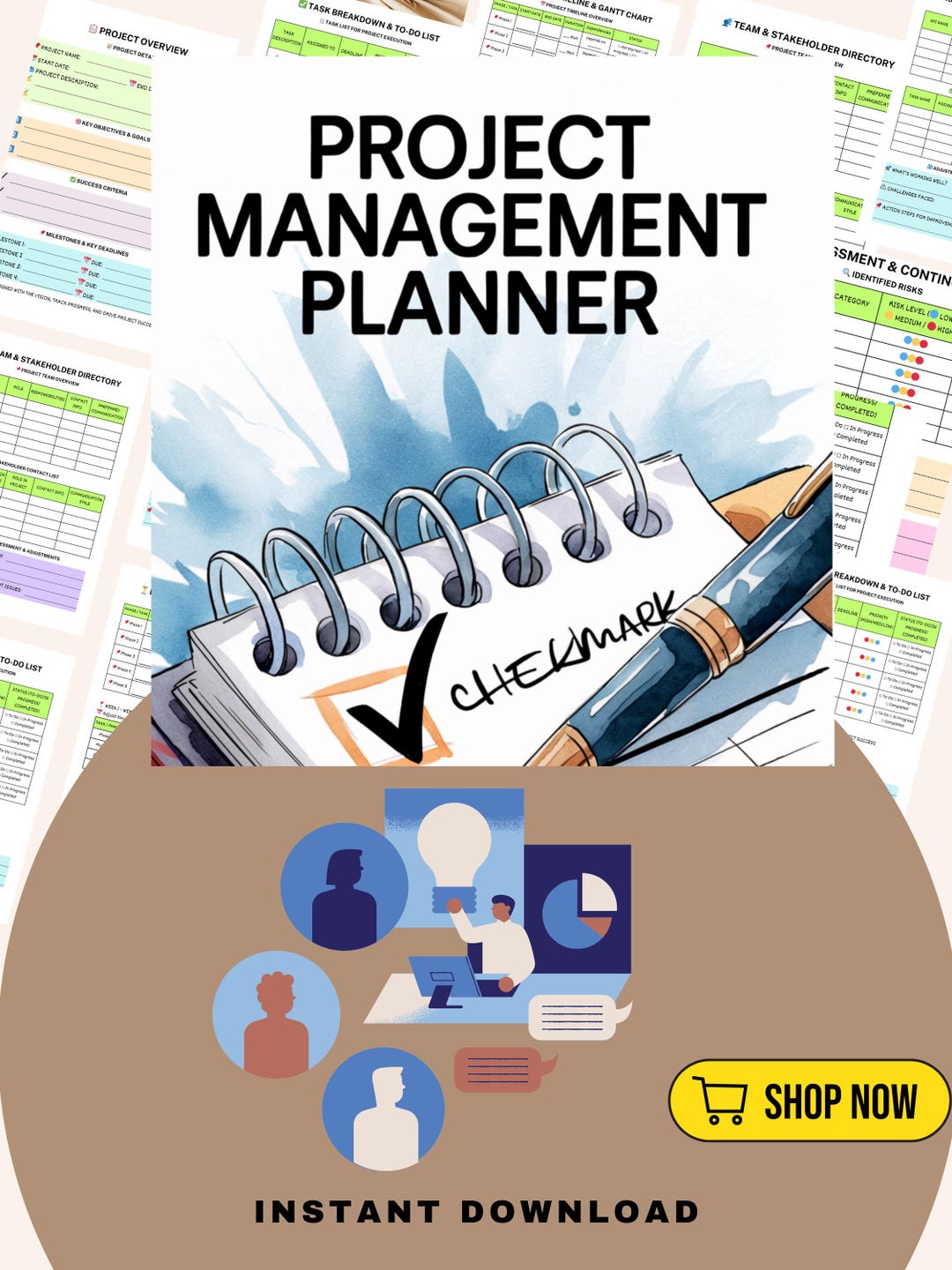 Editable Project Management Planner | Printable Productivity Organizer ...