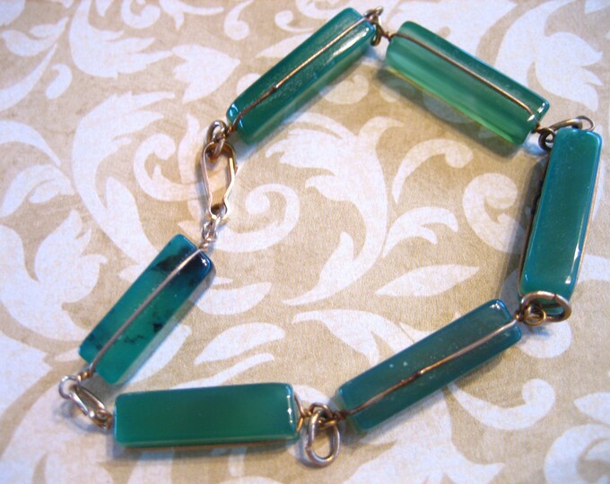 Vintage GF Jade Link Bracelet - Etsy