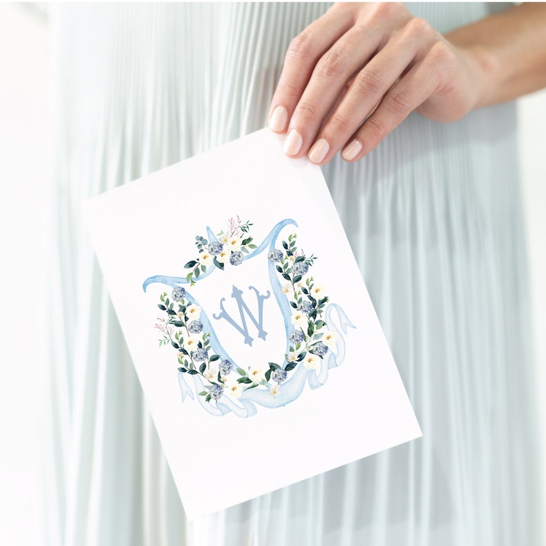 Blue and White Wedding Crest Monogram Crest White Wedding - Etsy