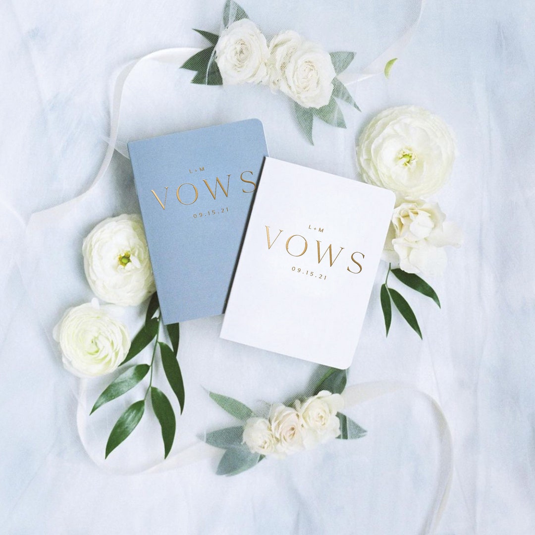 Wedding Vow Books, Set of 2, Personalized Gold Foil Vow Books, Our Vows ...