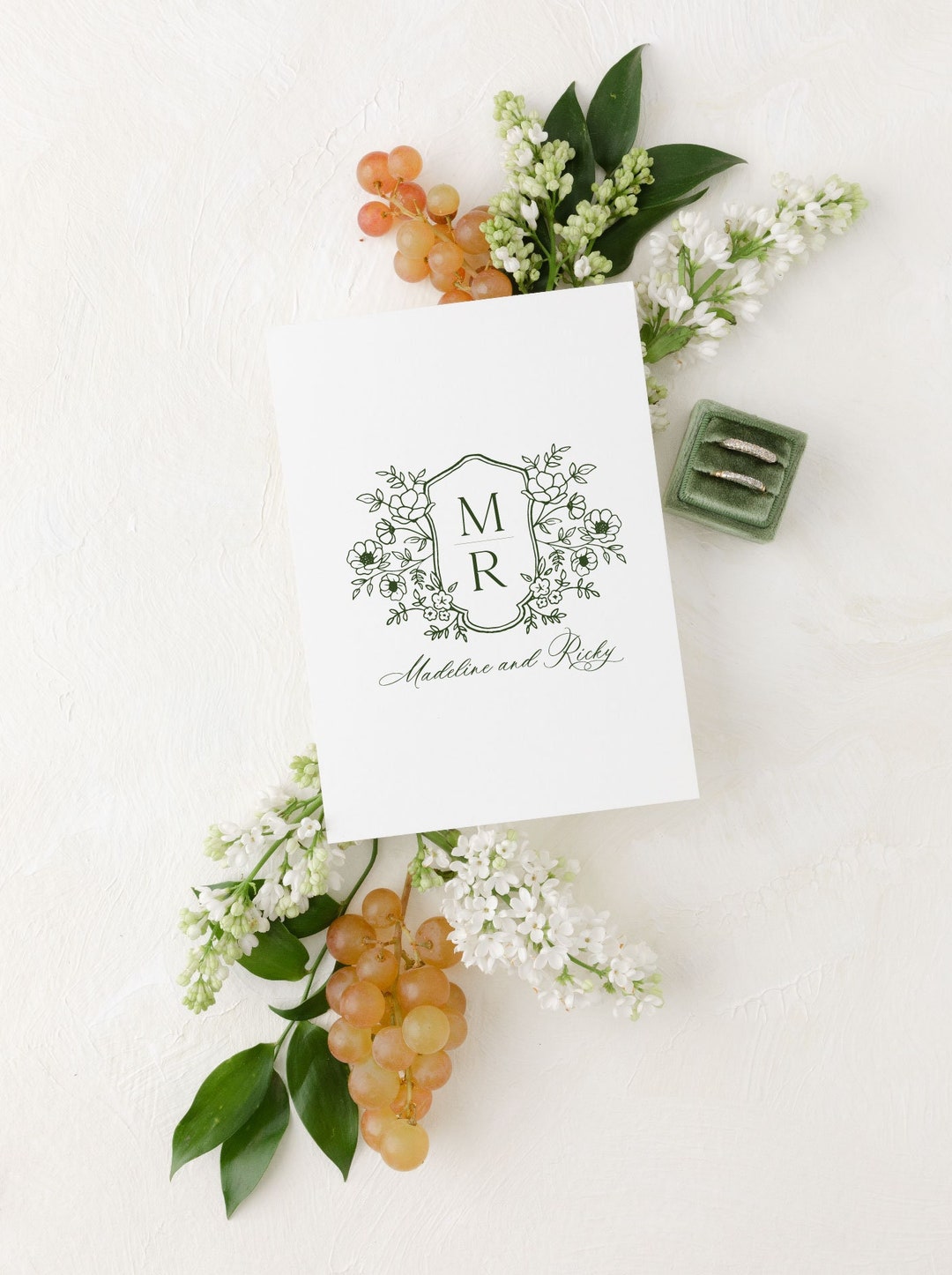 Boho Floral Crest Wedding Logo, Boho Botanical Logo, Boho Style Floral ...