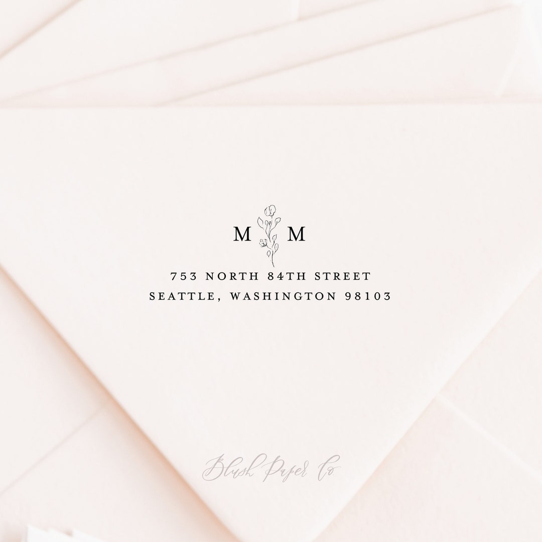 Floral Monogram Return Address Stamp, Self Inking Return Address Stamp ...