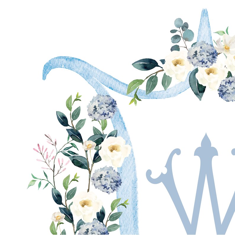 Blue and White Wedding Crest Monogram Crest White Wedding - Etsy