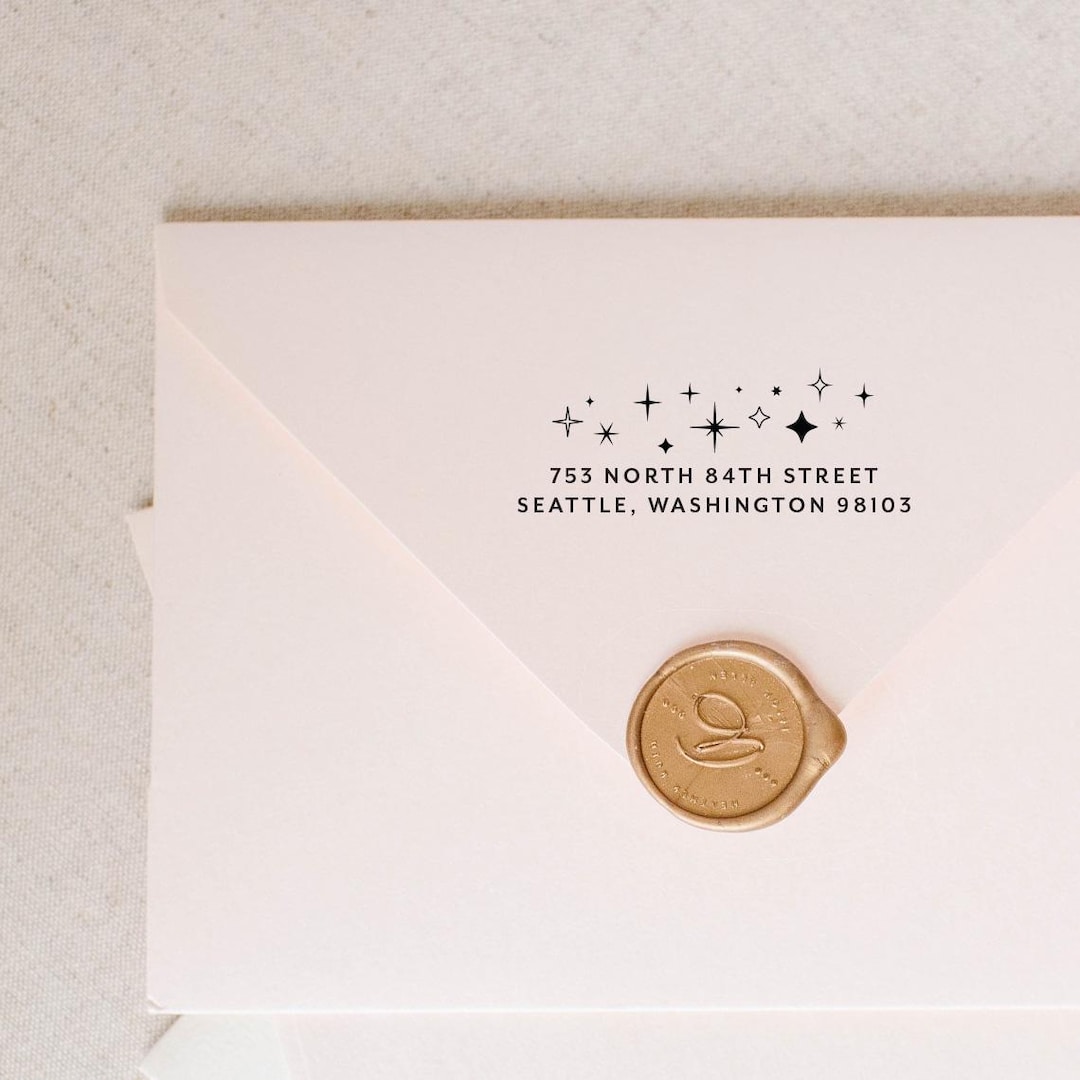 Stars Celestial Return Address Stamp: Custom Self-inking Stamp or Wood ...