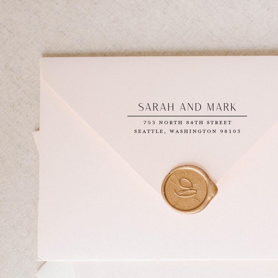 Modern Return Address Stamp: Minimal Self-inking Wedding Save the Date ...