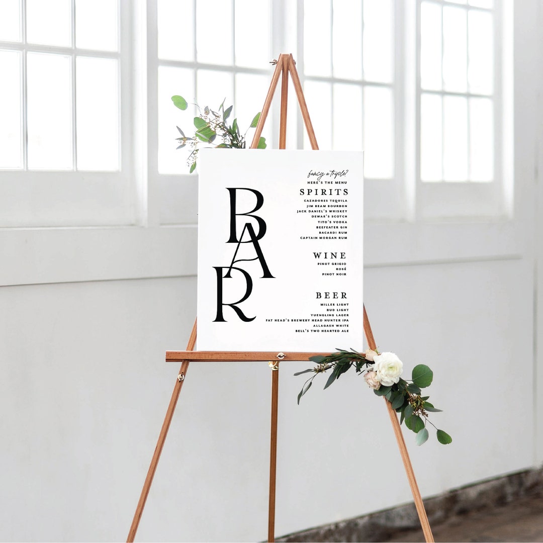 Custom Bar Menu Sign, Personalized Bar Menu Sign for Wedding, Wedding ...