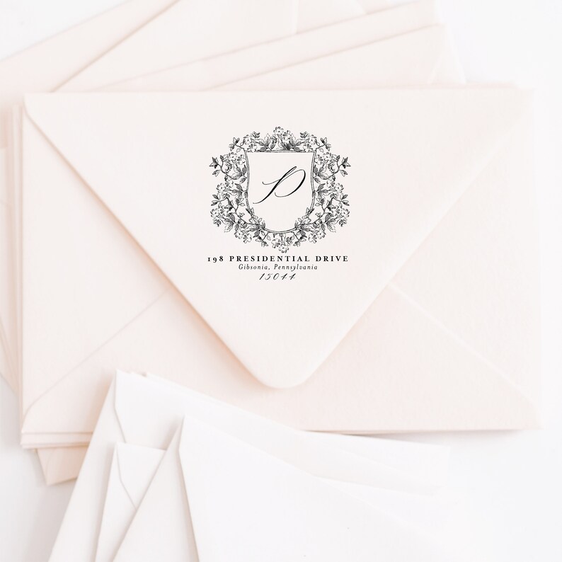 Floral Monogram Return Address Stamp Self Inking Return - Etsy