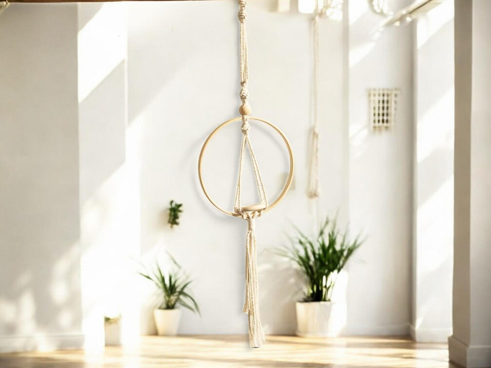 Macrame Hanging Planter – Boho Rope Plant Holder, Woven Flower Pot ...