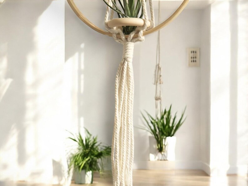 Macrame Hanging Planter – Boho Rope Plant Holder, Woven Flower Pot ...