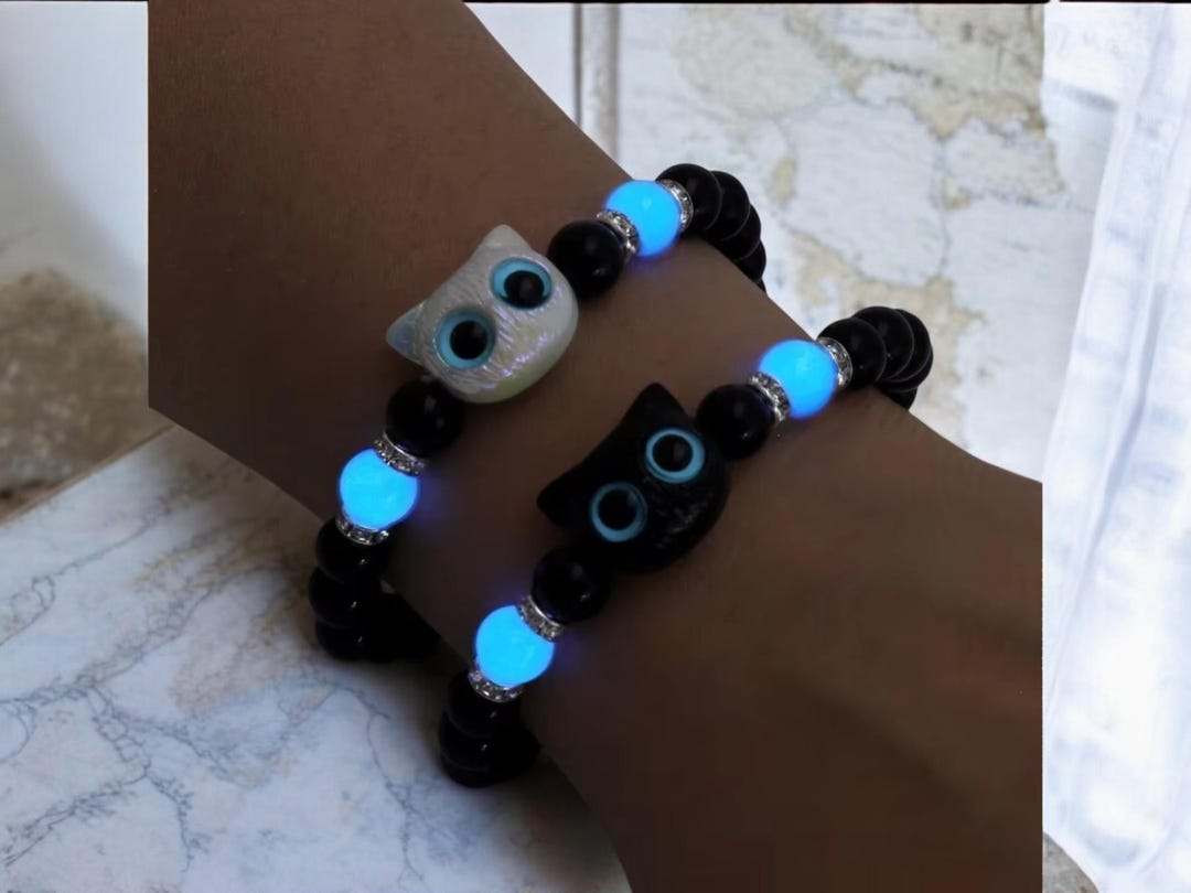 Glow in the Dark Cat Bracelets: Matching Friendship Bangles - Etsy