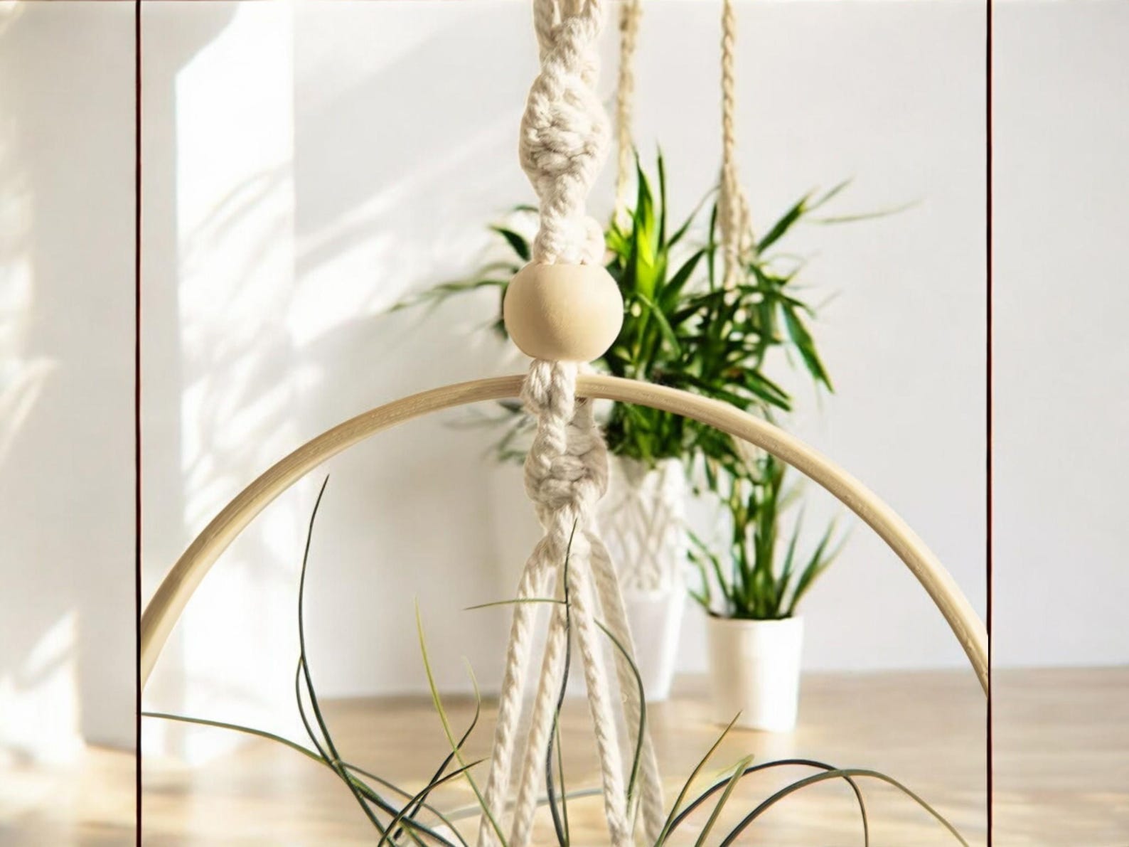 Macrame Hanging Planter – Boho Rope Plant Holder, Woven Flower Pot ...