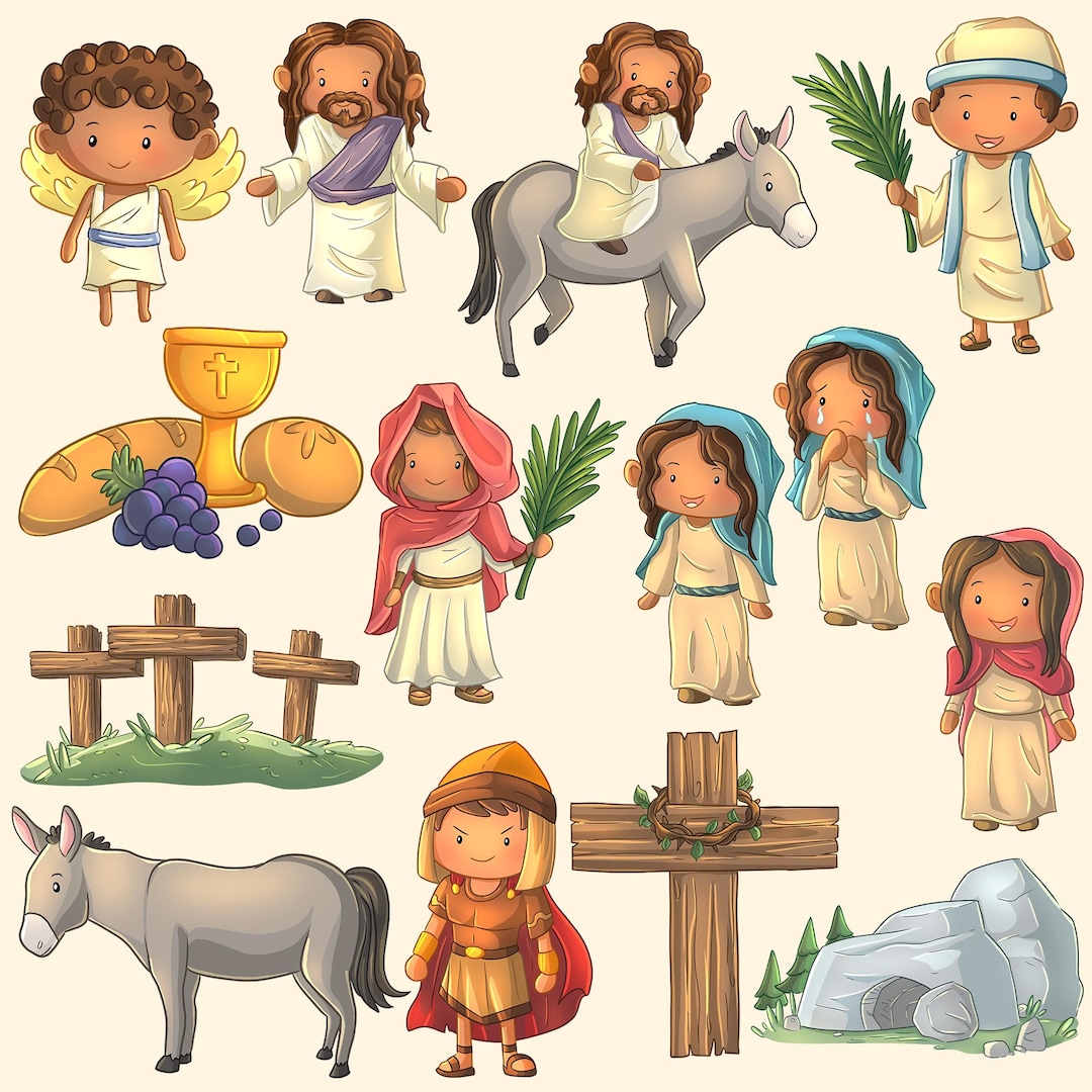 Cute Easter Story Clip Art, Jesus Easter Story, Palm Sunday ...