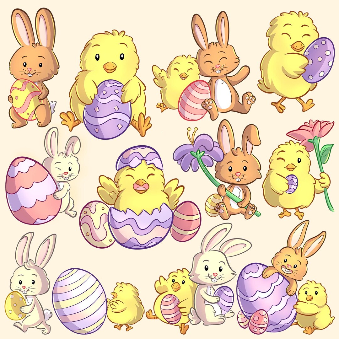 Cute Easter Chick Clip Art Bundle PNG, Clip Art Bundle PNG - Etsy