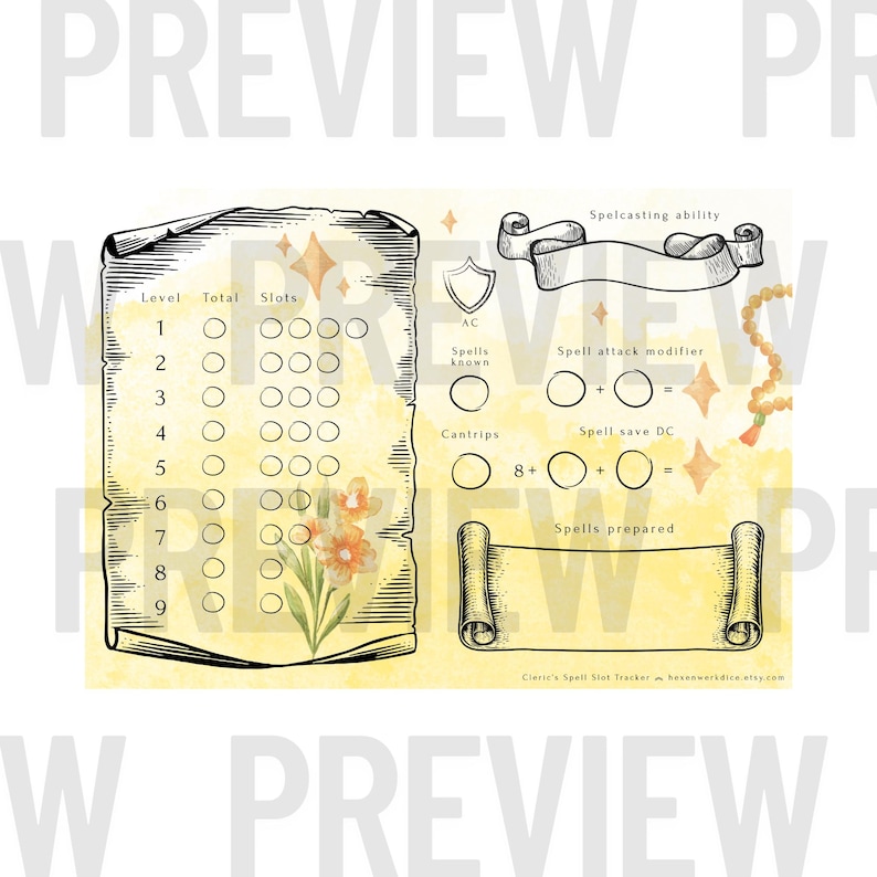 Cleric Spell Slot Tracker Bundle | Dnd 5e Printable PDF | Light & Death Domain Spell Sheet ...