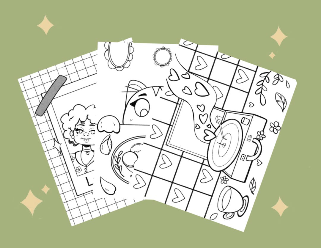 Valentines Day Themed Coloring Pages X3 (digital Download) - Etsy
