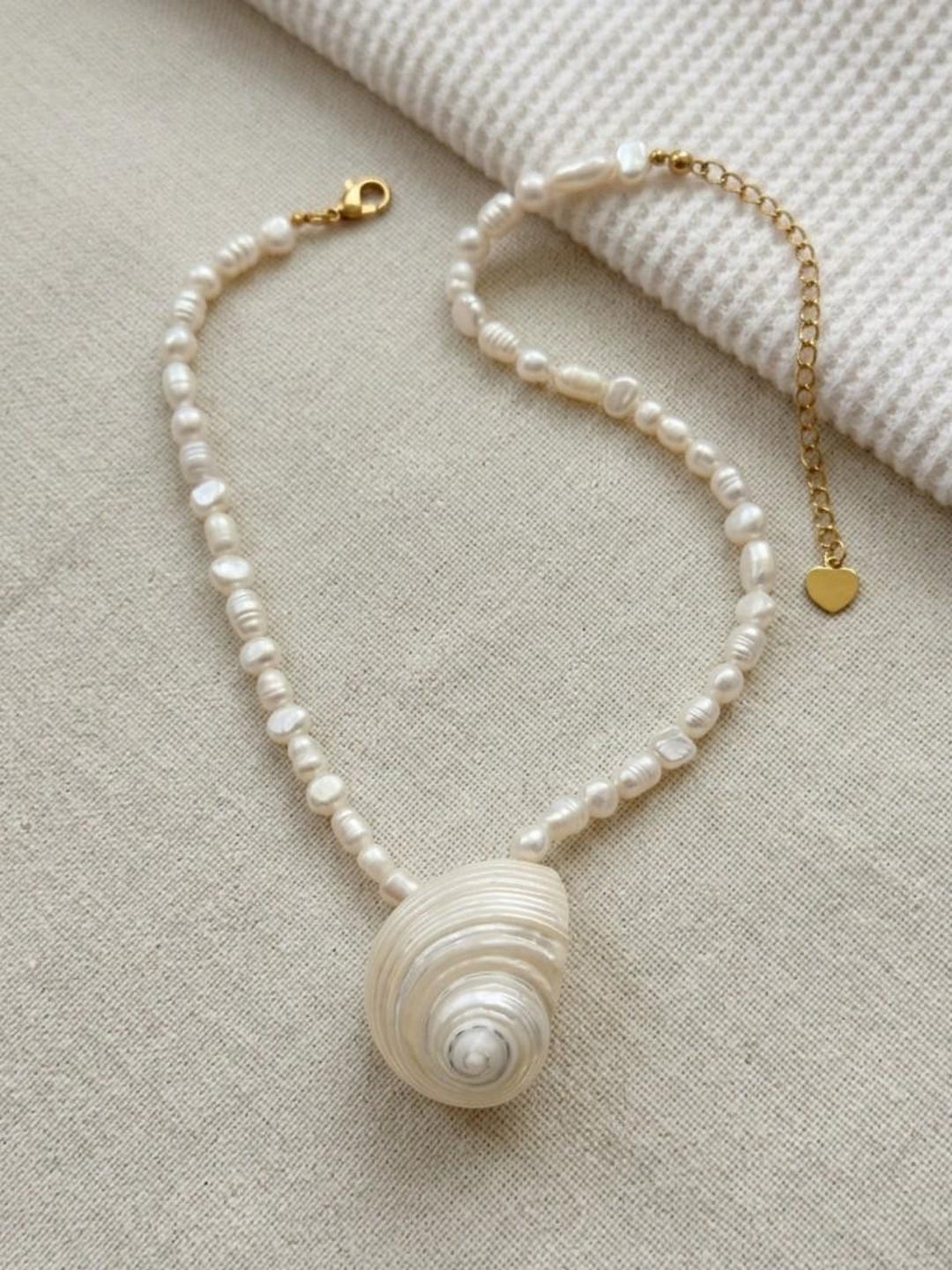 Pearl Choker Necklace With Seashell Pendant – Beach Ocean Wedding ...