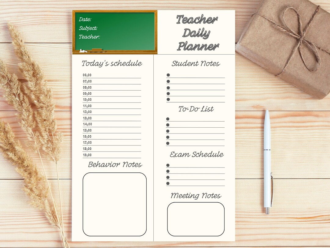 Printable Teacher Daily Planner | Lesson & Schedule Planner | Editable ...