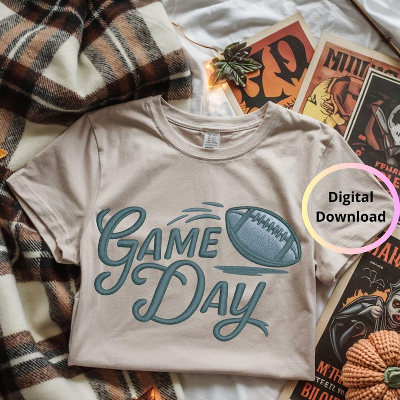 Game Day Football PNG (9 Colors) – Embroidery Stitch Script, Gameday ...