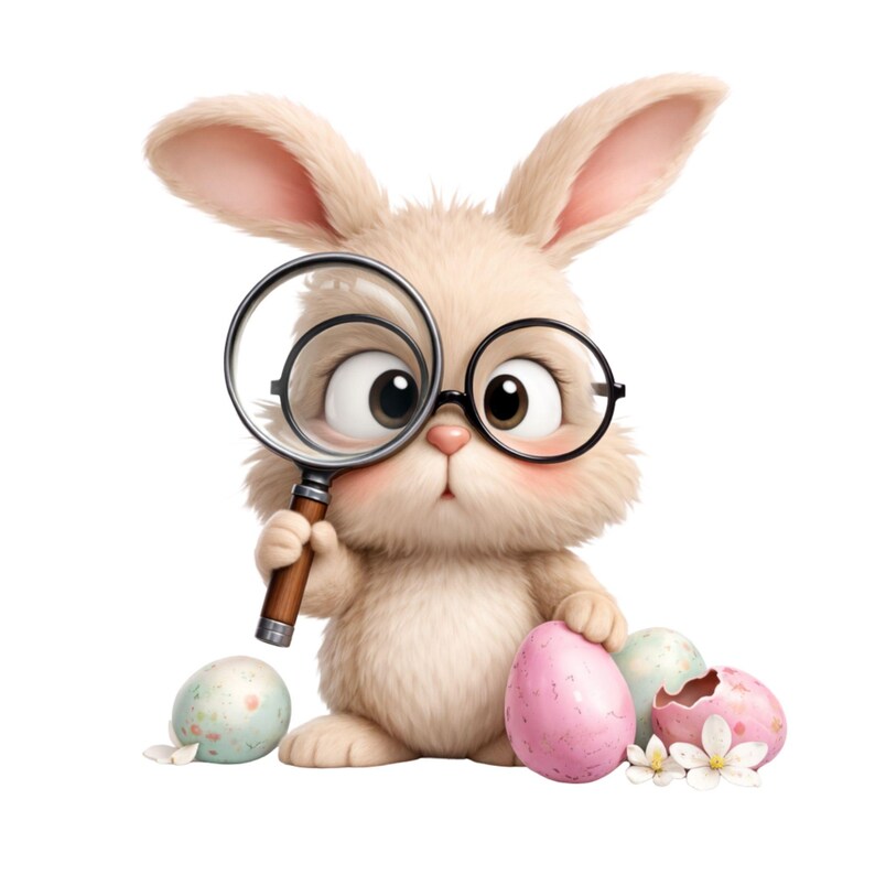 Easter Bunny Clipart, Spring Bunny PNG, Bunny With Flowers and Eggs ...