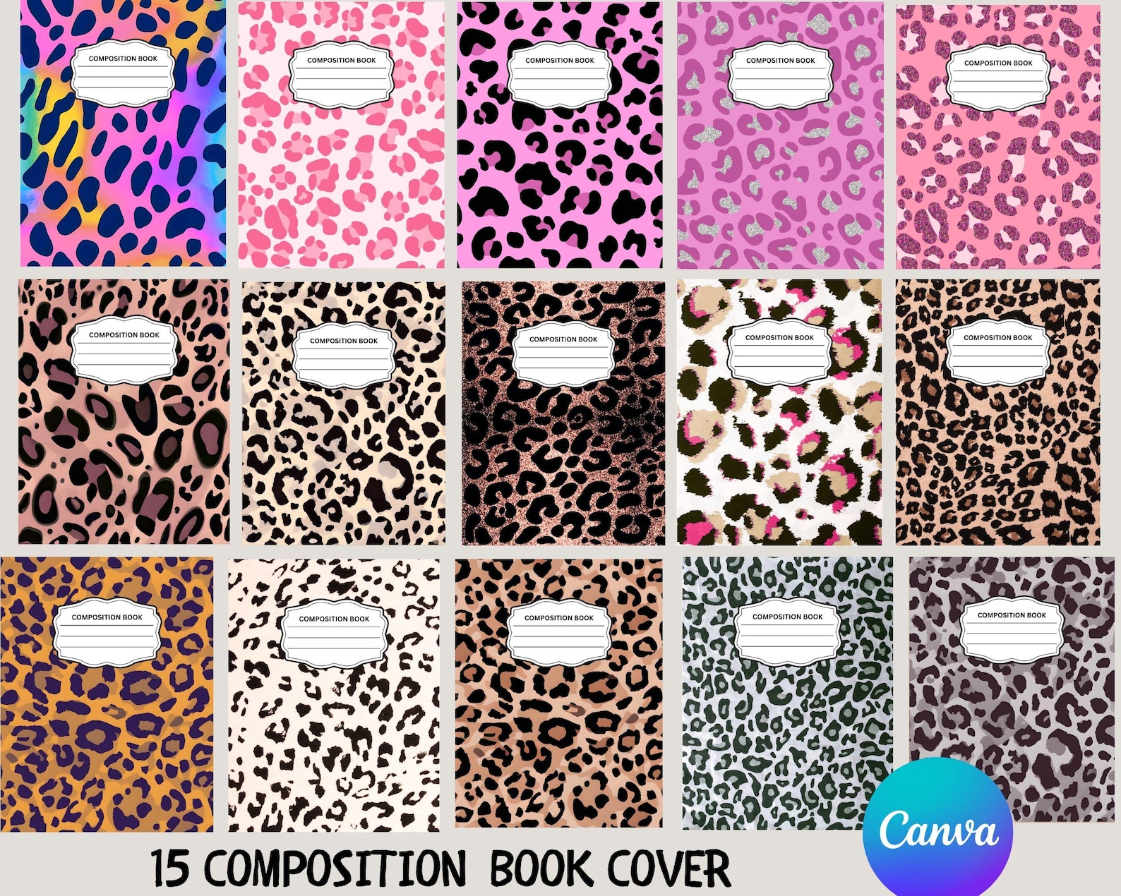Leopard Print Composition Notebook Covers: Back to School (digital ...