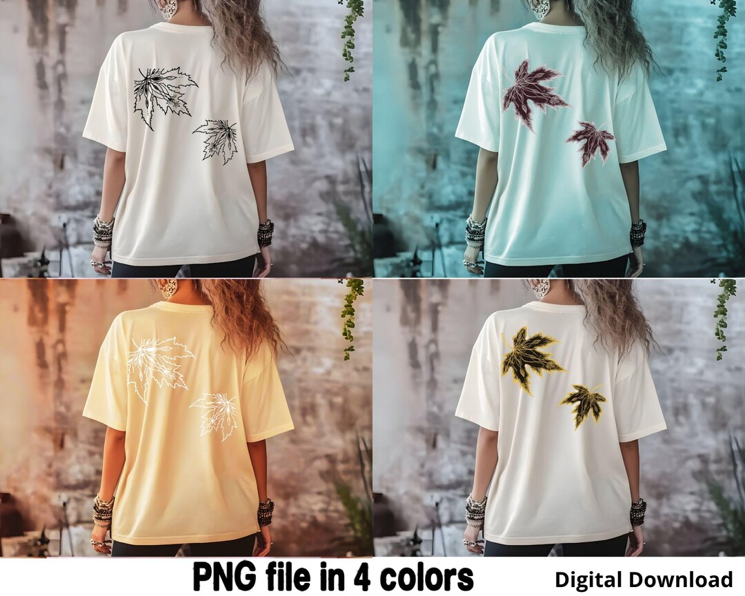 Autumn Maple Leaf PNG – Large Back Decal for Hoodies | 4 Color Outline ...
