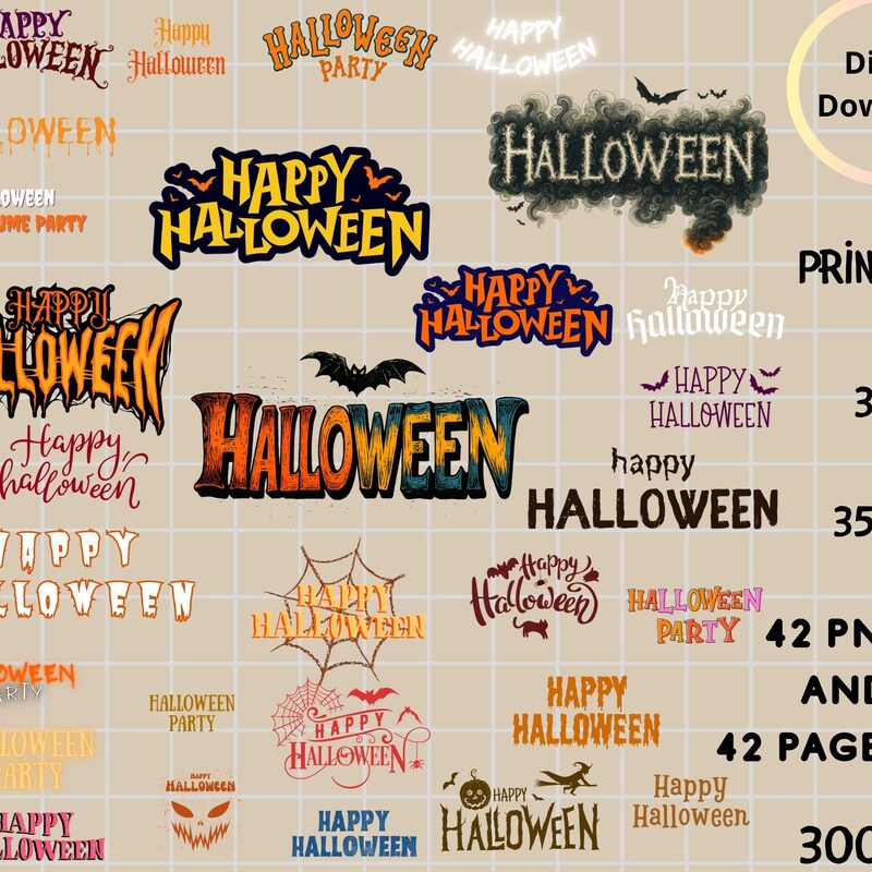 Halloween Cute Word Art - Etsy
