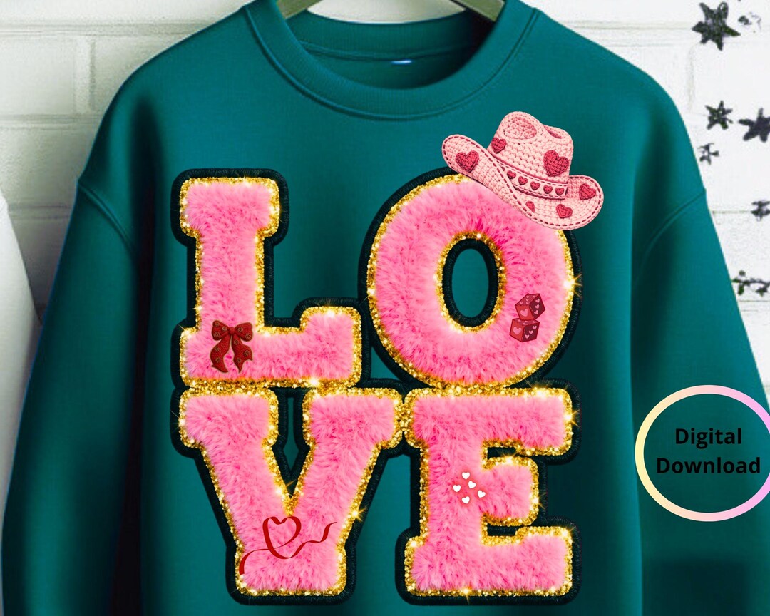 LOVE Pink Fuzzy Letter PNG, Valentine Applique Alphabet Design, Faux ...