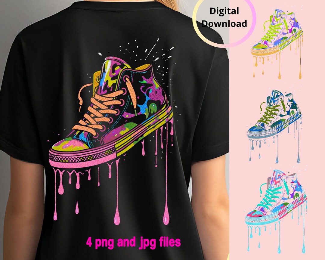 Dripping Sneaker PNG JPG (4 Colors) | Streetwear Graffiti Shoe ...