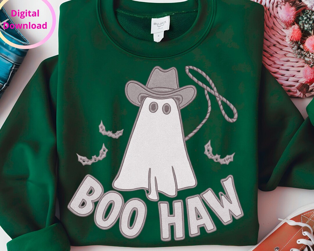 Boo Haw Cowboy Ghost PNG JPG, Western Halloween “yeehaw” Ghost With ...