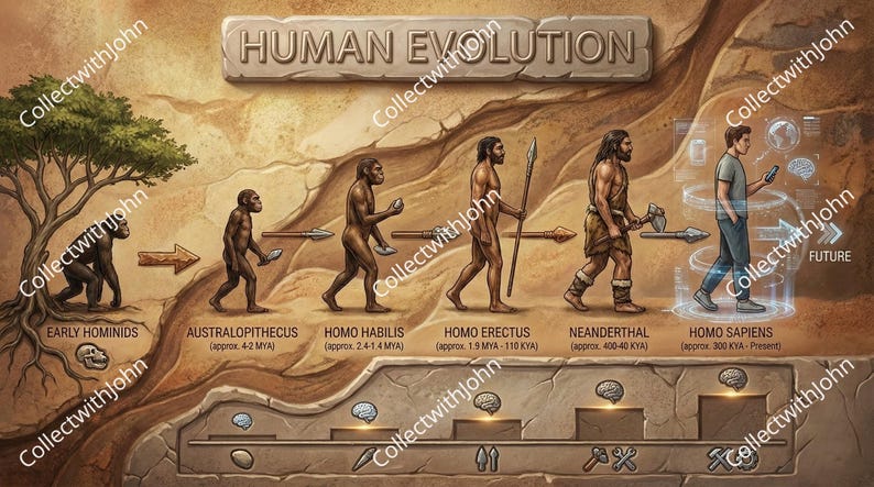 Human Evolution Digital Download | Printable Science Poster | Timeline ...
