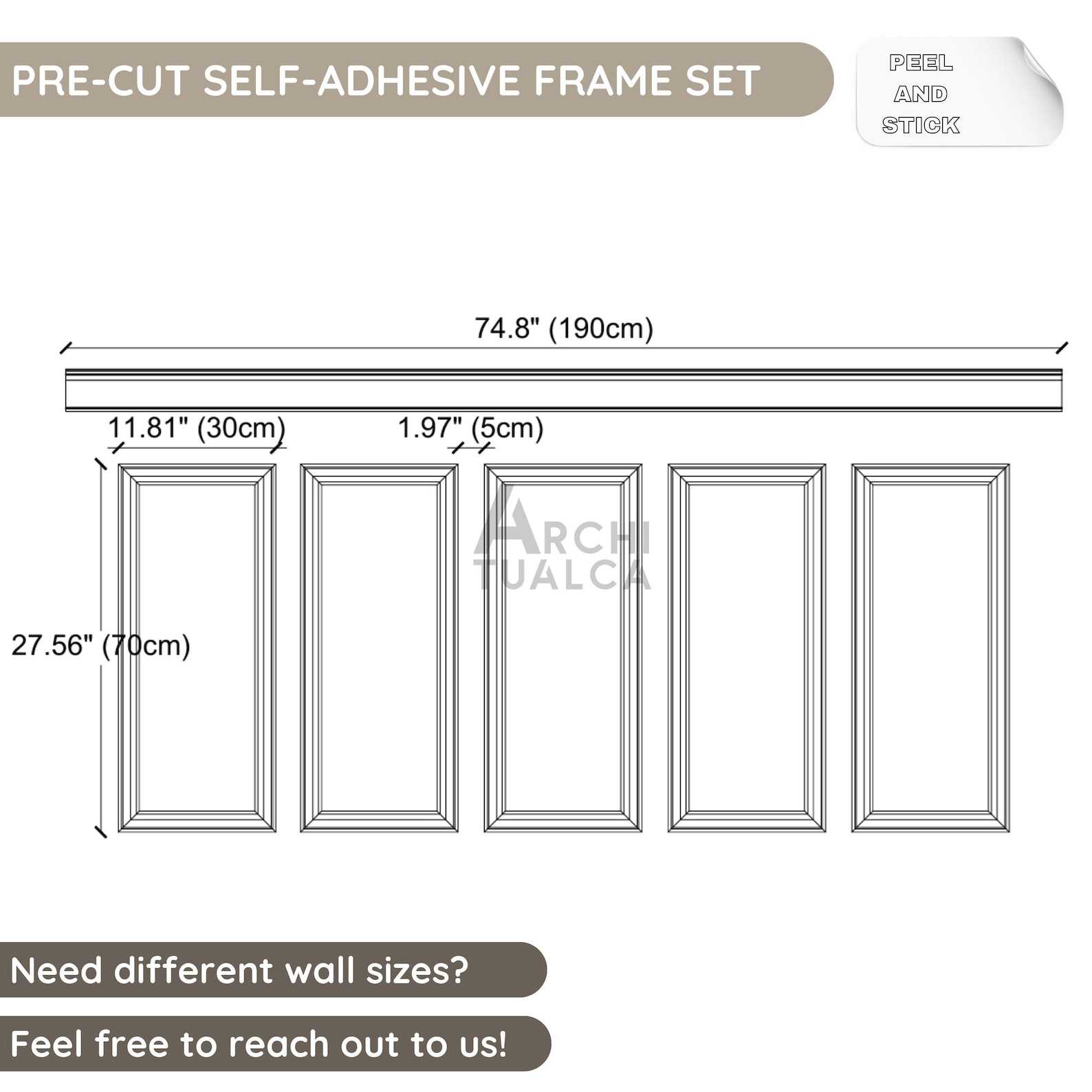 Peel and Stick Wainscoting Kit – Pre-cut Trim for Accent Walls – Half ...
