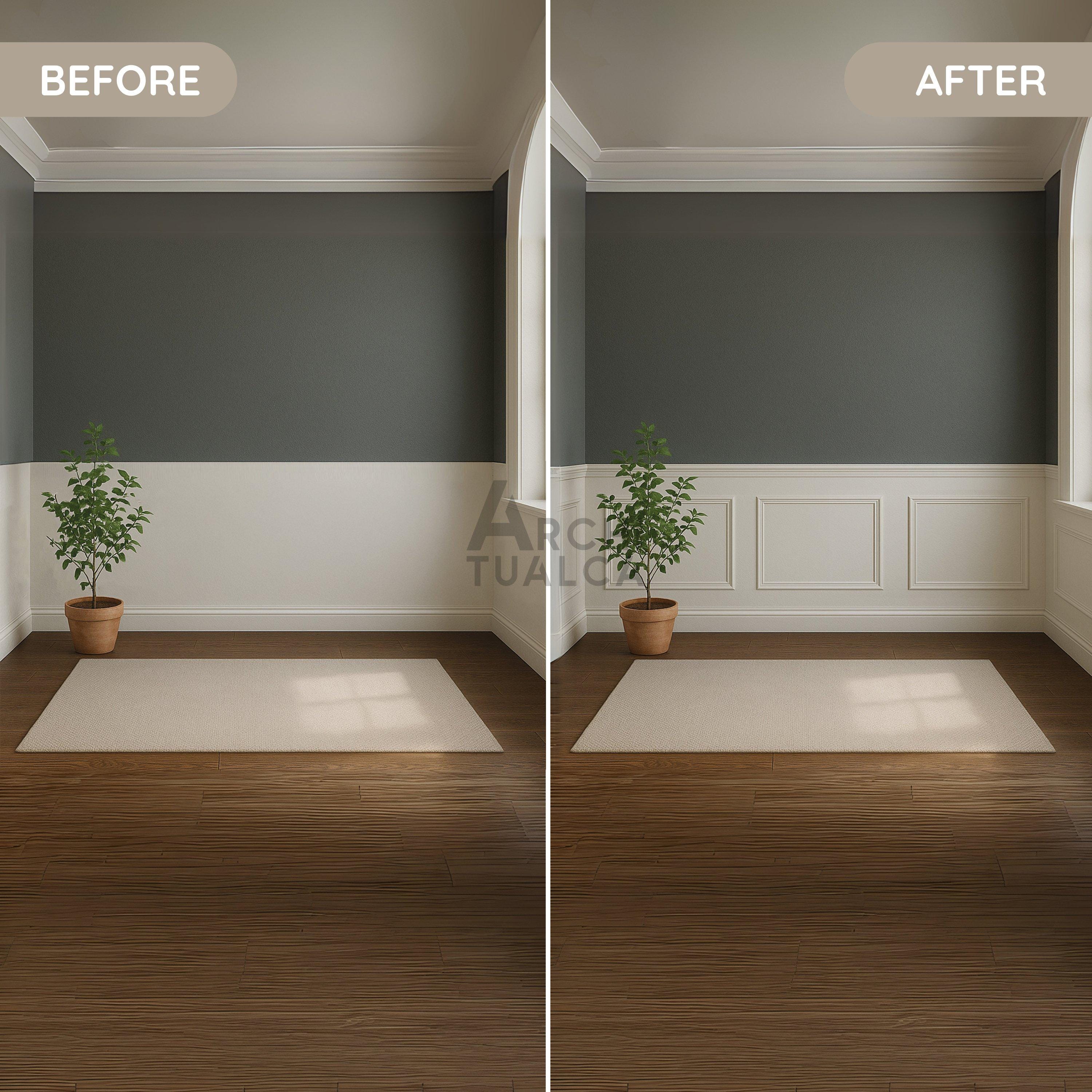 Half Wall Molding Kit- Peel & Stick Wainscoting Panels- Pre-cut Trim ...