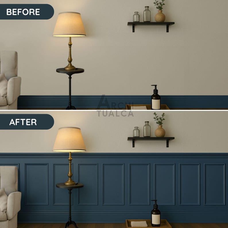 Peel and Stick Wainscoting Kit – Pre-cut Trim for Accent Walls – Half ...