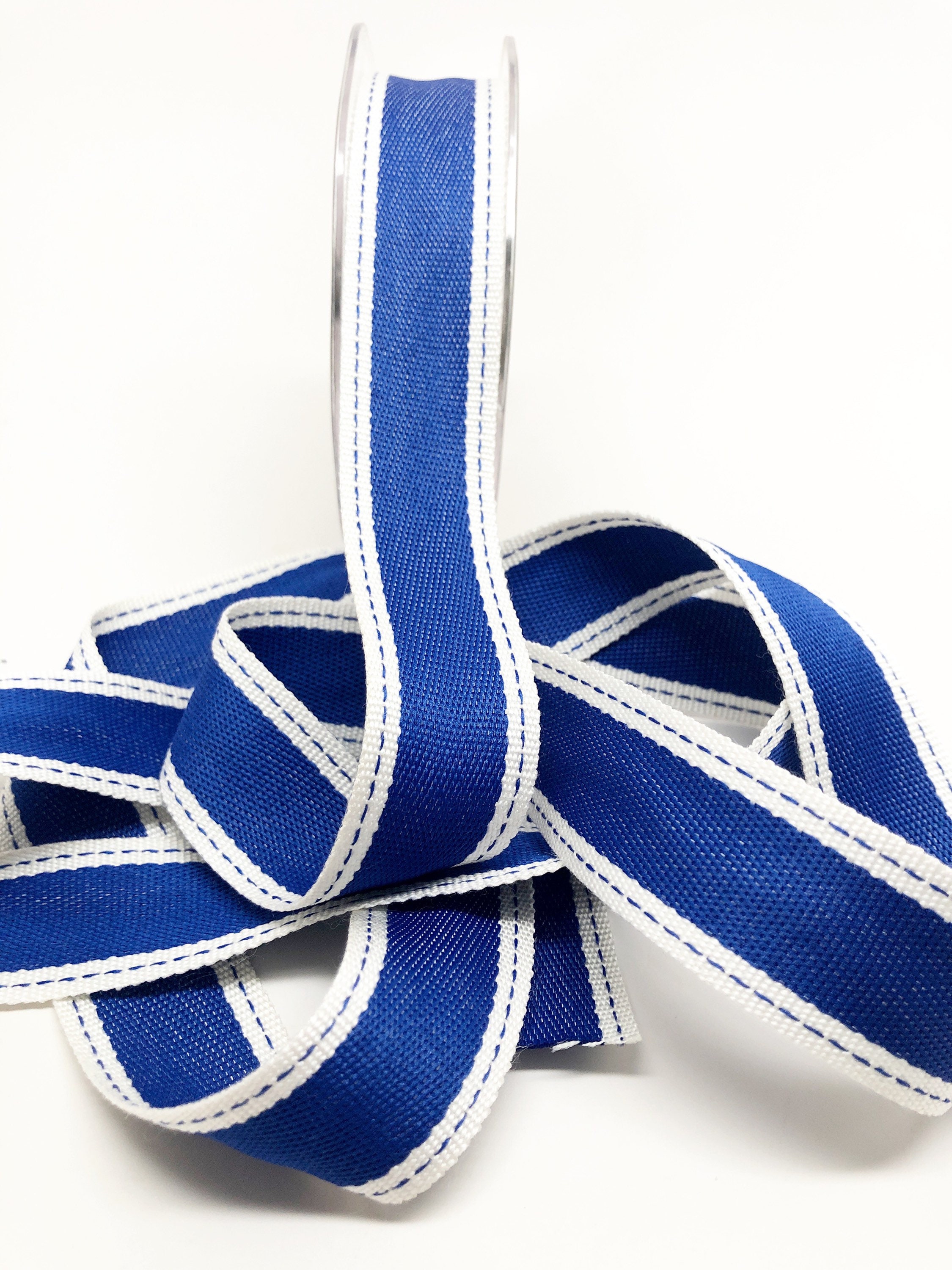 Solid Color Band Ribbon with Stitched Edge 1 inch Royal | Etsy