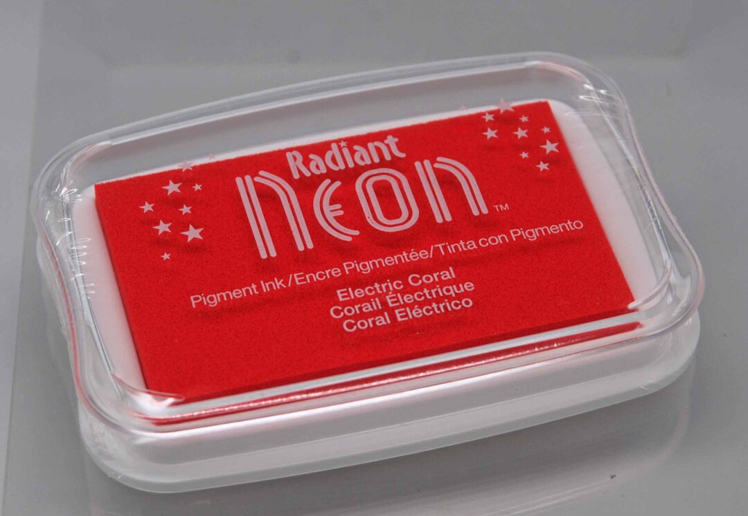 Tsukineko Radiant Neon Stamp Pad -- Electric Coral -- Luscious Pigment ...