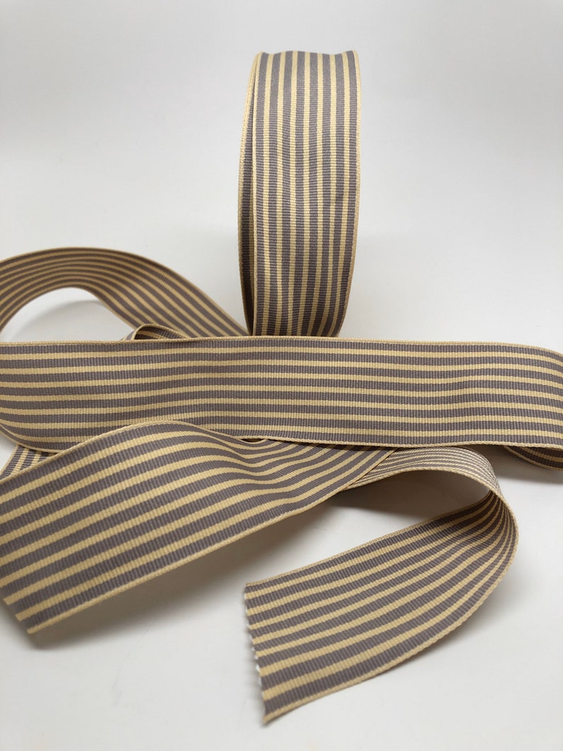 Striped Grosgrain Ribbon 1.5 Inches Grey Cream Tan - Etsy