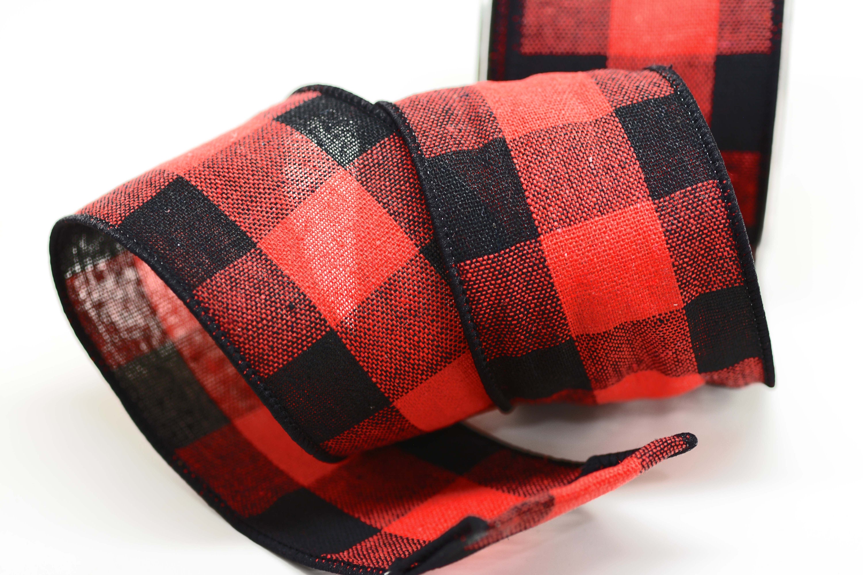 Buffalo Plaid Ribbon 2.5 Inch Wired Red Black 1 Yard | Etsy