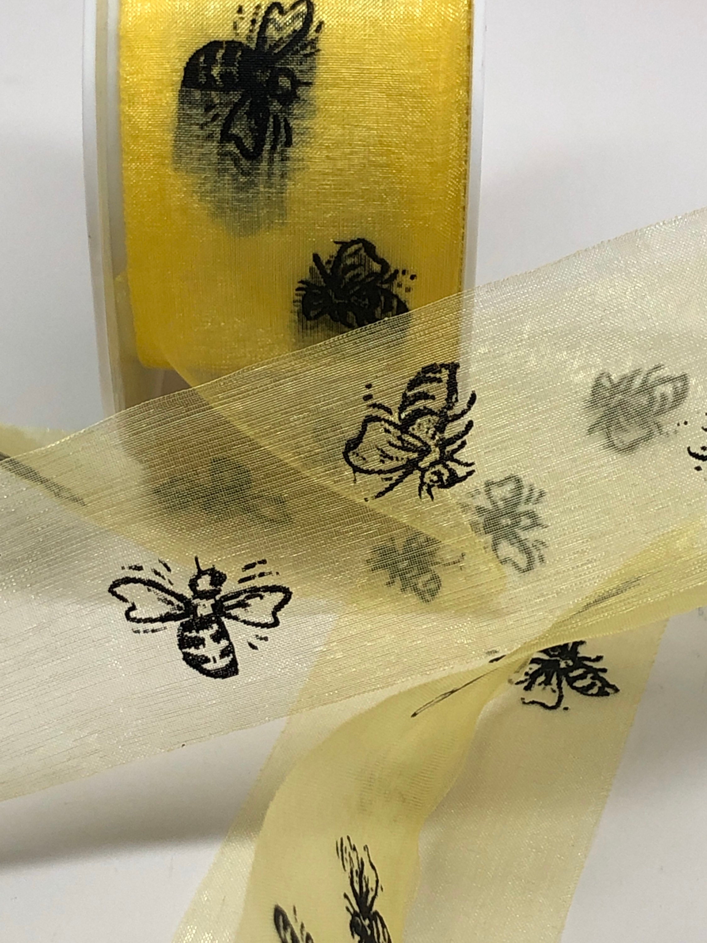 Sheer Bumble Bee Ribbon 1.5 Inches Yellow Black Bees - Etsy